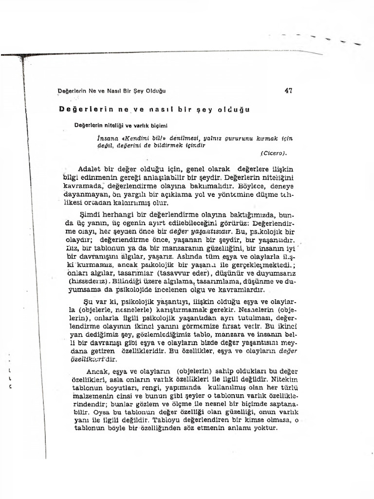 Vecdi Aral Degerlerin Ne Ve Nasil Bir Sey Oldugu | PDF