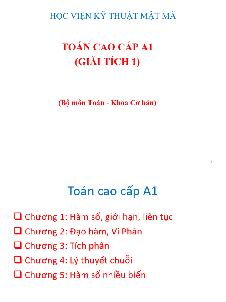 TCCA1 Chuong 1+2 Hamso + Viphandaoham | PDF