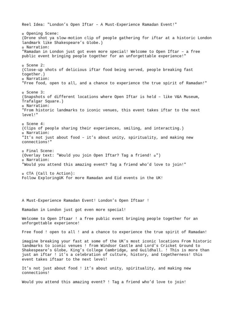 Open Iftar Reel Script | PDF