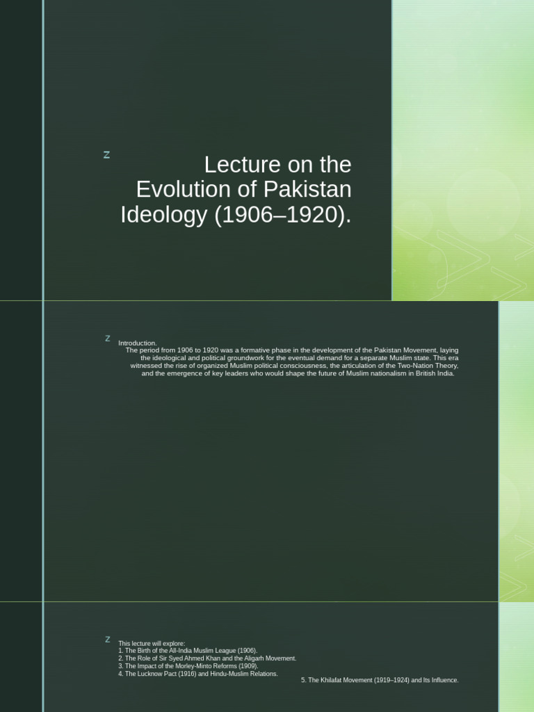 Evolution of Pakistan Ideology (1906-1920) | PDF | All India Muslim ...
