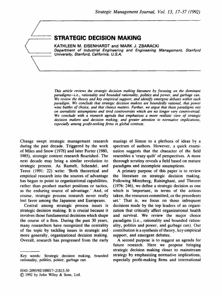 Strategic Decision Making | PDF | Decision Making | Rationality