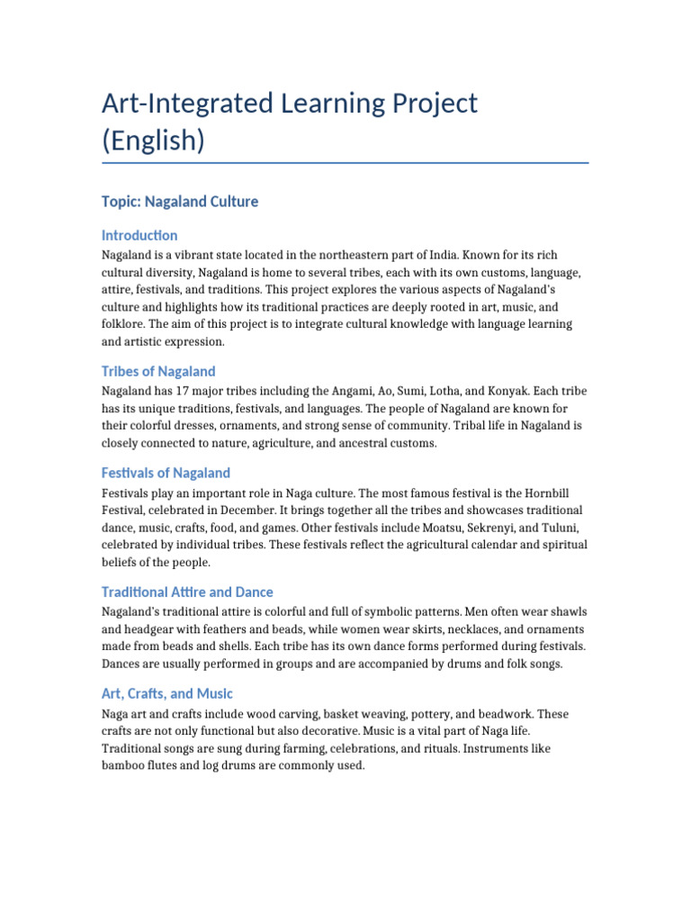 Nagaland Culture AIL Project | PDF