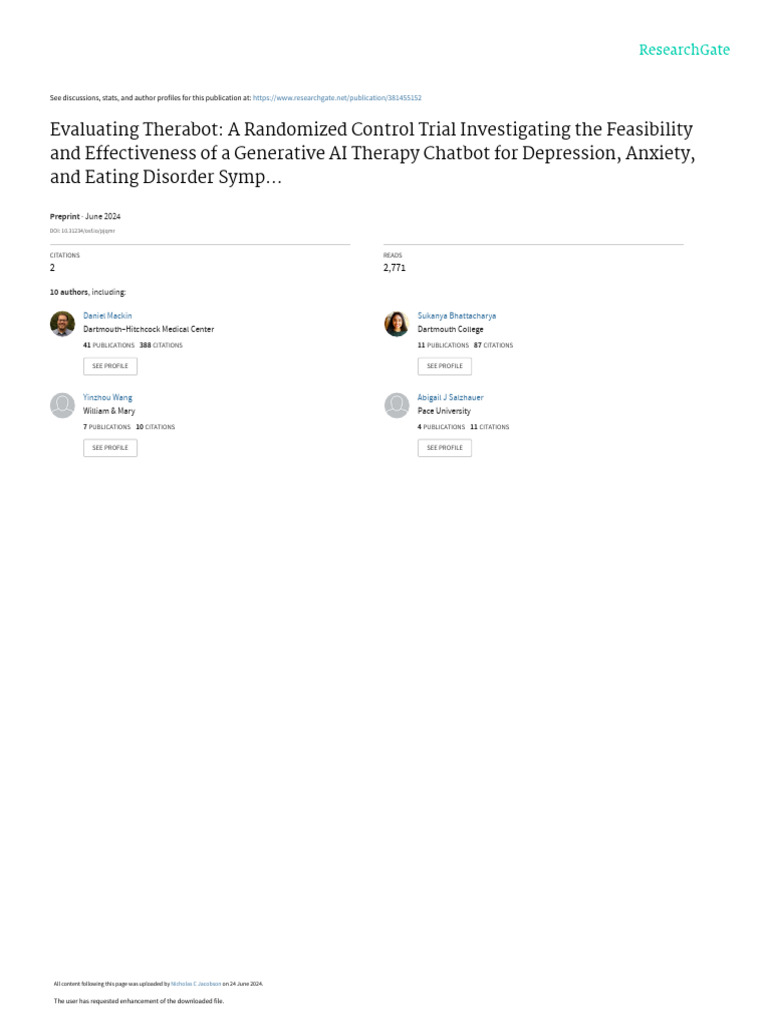 Therabot RCT Preprint v111 | PDF | Randomized Controlled Trial ...