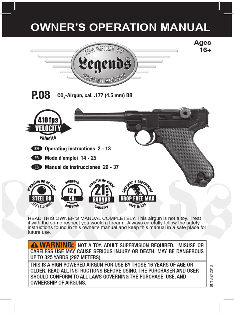 Manual Legends P.08 2251800 en FR SP 01R13 | PDF | Gun Barrel | Projectiles