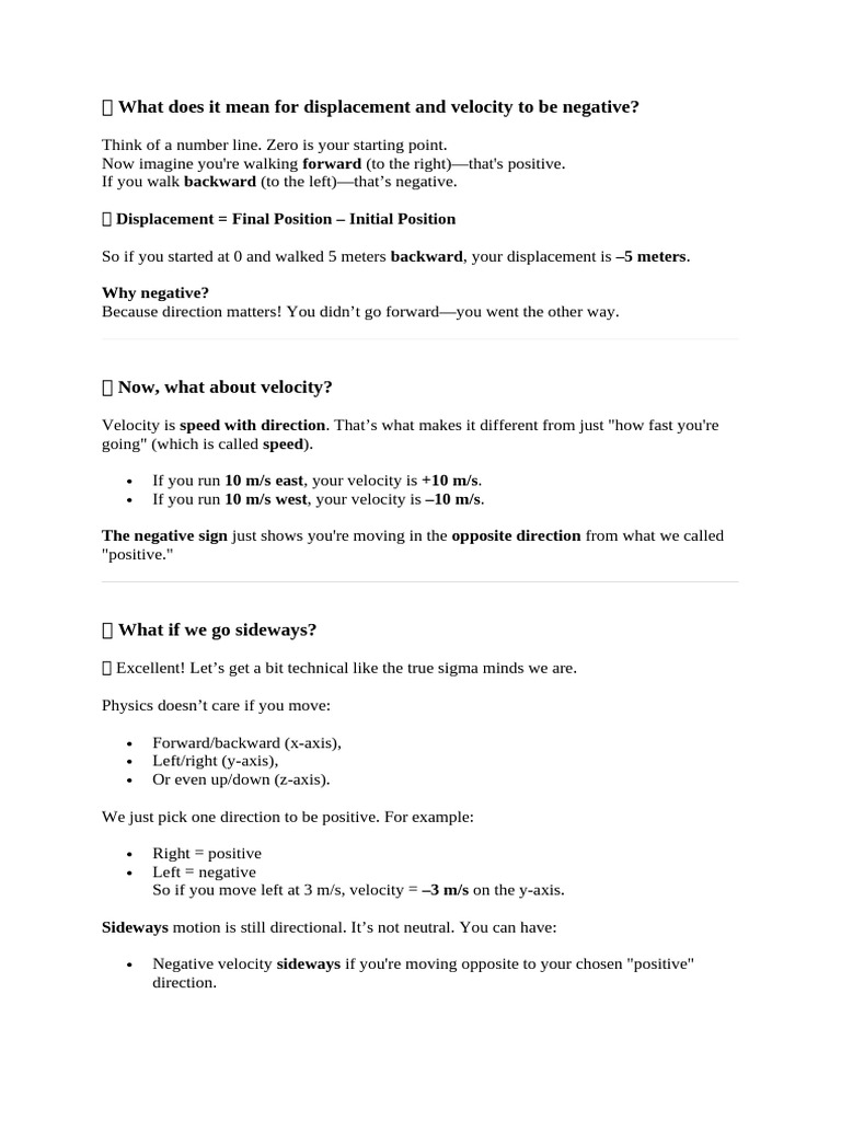 Displacement and Velocity Sigma | PDF
