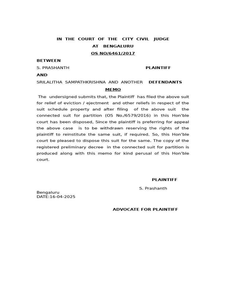 Case Withdrwa Memo | PDF