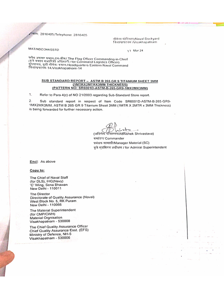 Defect Investigation Titanium Sheet | PDF