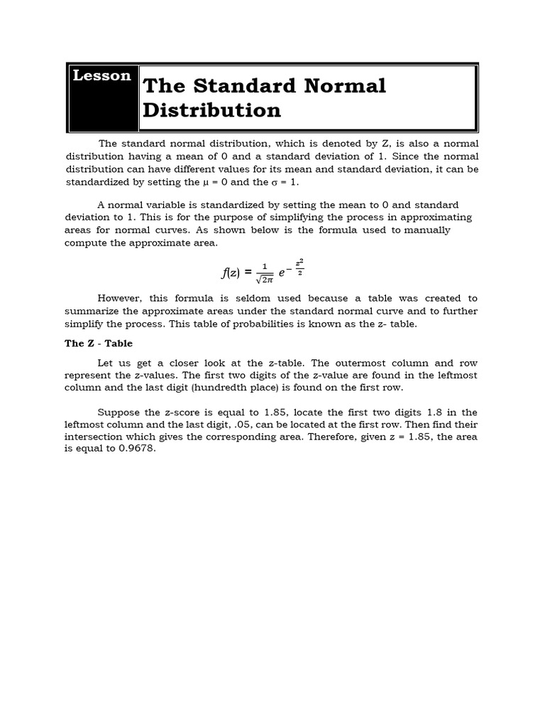 The Normal Distribution Z SCORE | PDF | Percentile | Standard Score