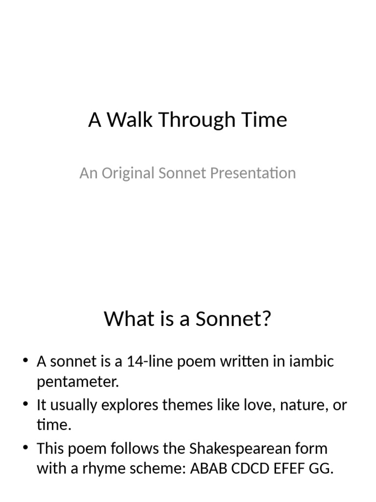 Sonnet Presentation: A Walk Through Time | PDF