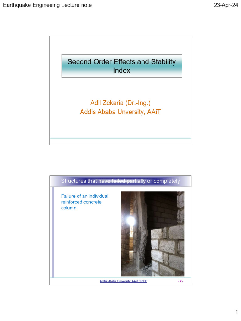 2nd Order Effects and Stabilty Index_2024 | PDF | Column | Deformation ...