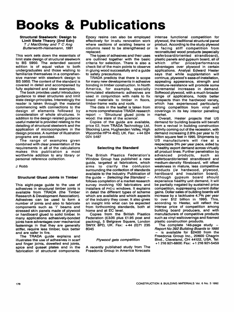 Structural Steelwork Design To Limit Sta | PDF | Plywood | Adhesive