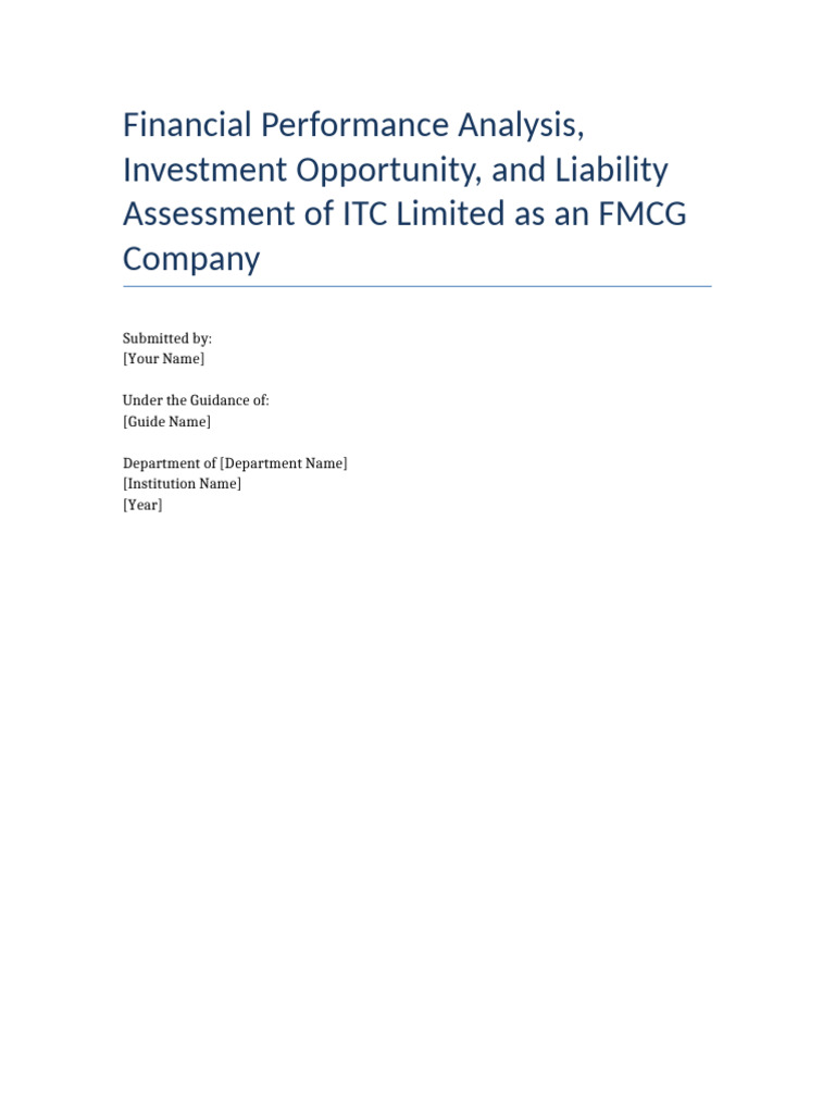 ITC FMCG Project Chapter1 | PDF | Economies