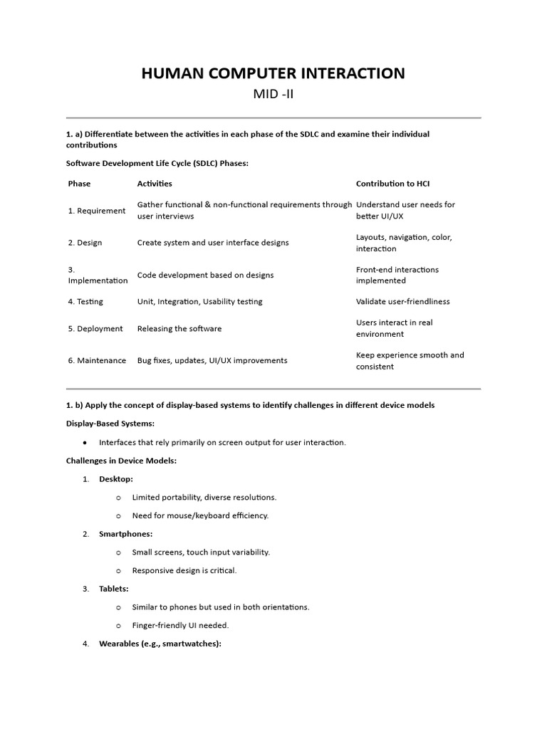 Human Computer Interaction Mid - 2 (Questions) | PDF | Augmented ...