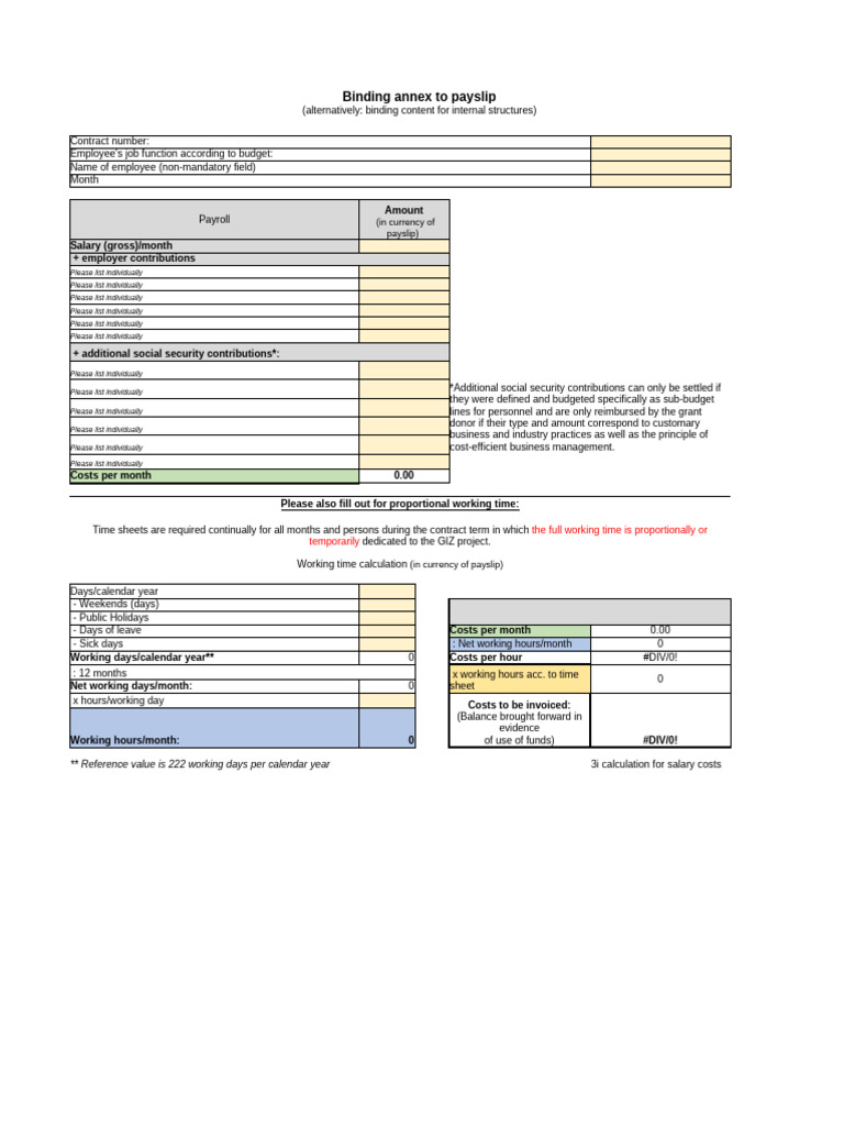 Payroll and Cost Calculation Template | PDF | Paycheck | Employment
