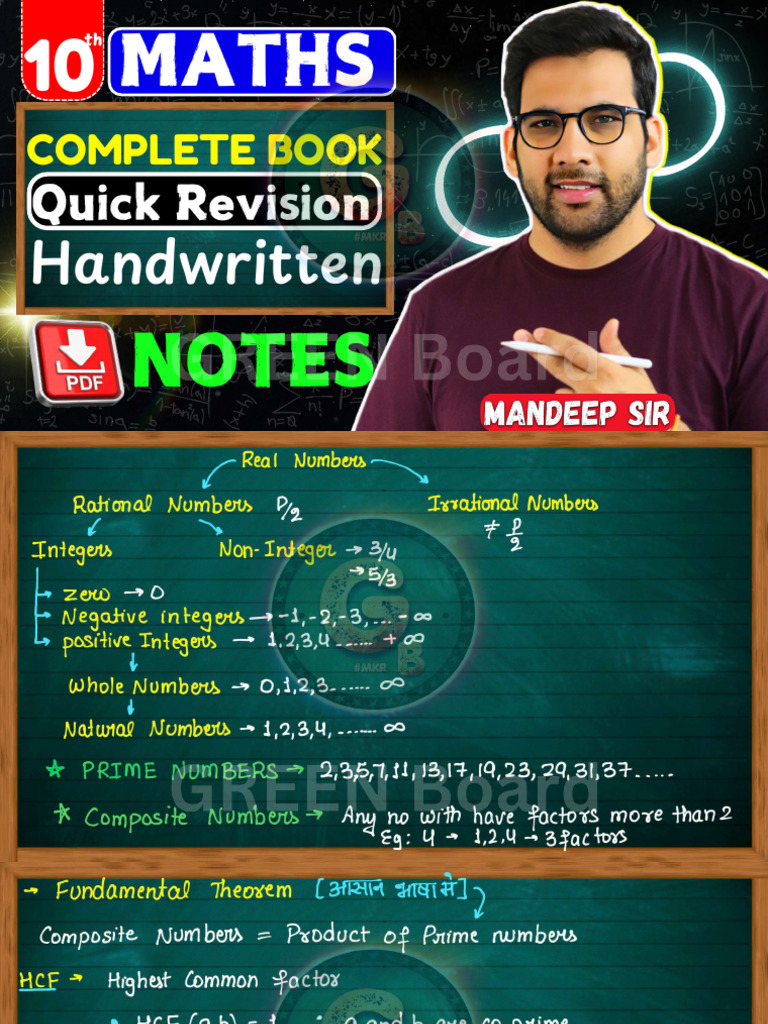 Class 10 Maths Quick Revision Notes (GREENBOARD) | PDF