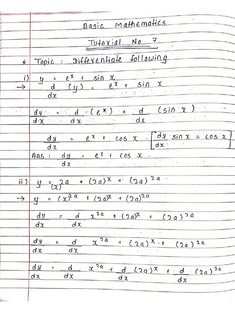 Maths Tutorial 7 | PDF