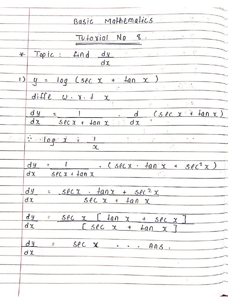 Maths Tutorial 8 | PDF