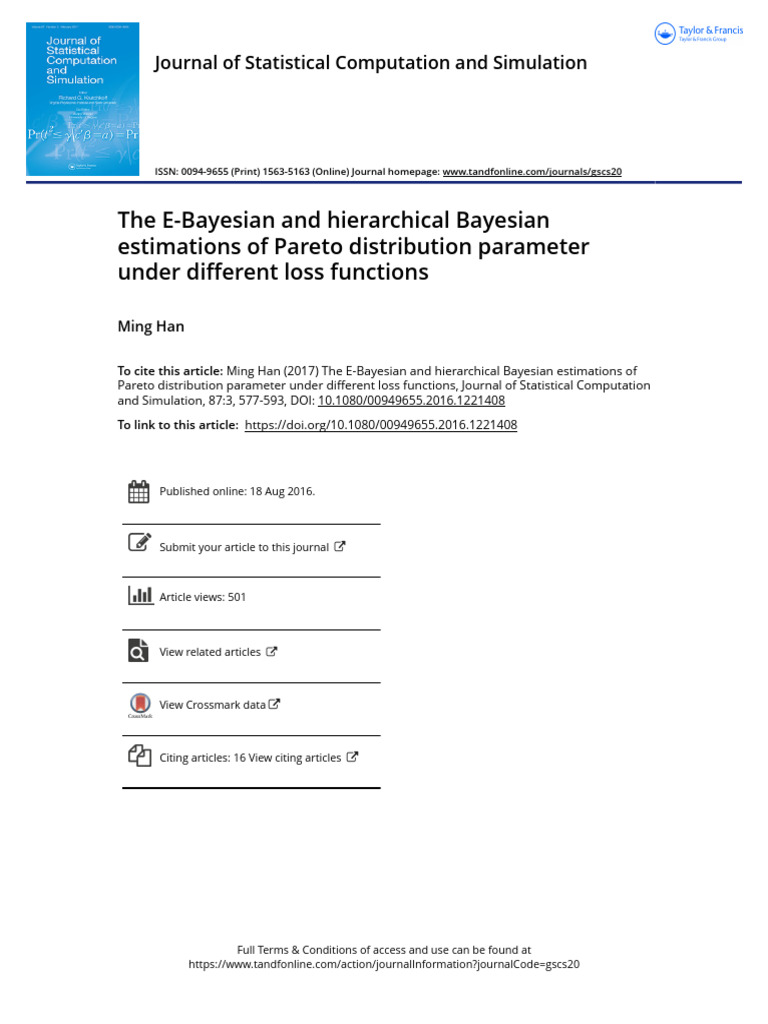 The E-Bayesian and Hierarchical Bayesian Estimations of Pareto Distribution Parameter Under ...