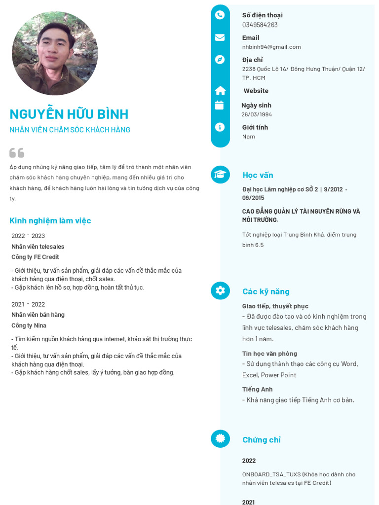 CV Chăm Sóc Khách Hàng | PDF