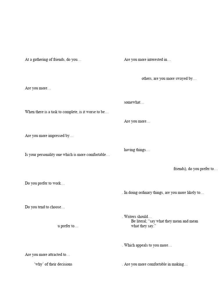 Jung Myers Briggs Personality Assessment | PDF | Decision Making ...