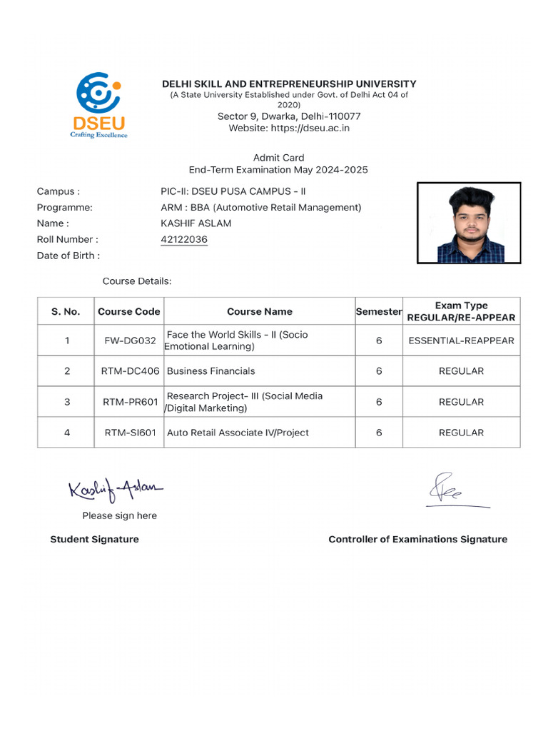 Admit Card | PDF