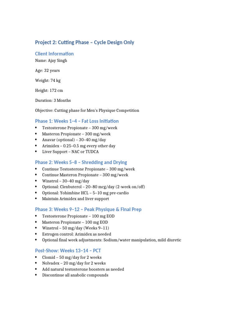 12-Week Bodybuilder Cutting Cycle | PDF