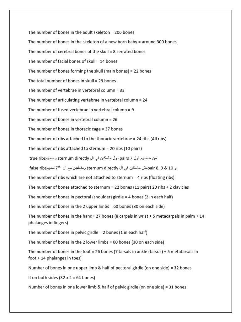 Numbers Complications in Skeletal System | PDF | Vertebra | Pelvis