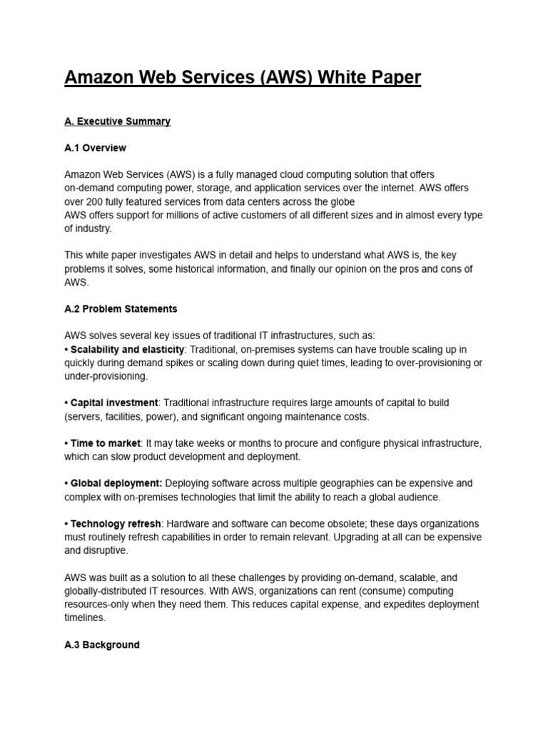 Amazon Web Services (AWS) White Paper-1 | PDF | Cloud Computing | Amazon Web Services
