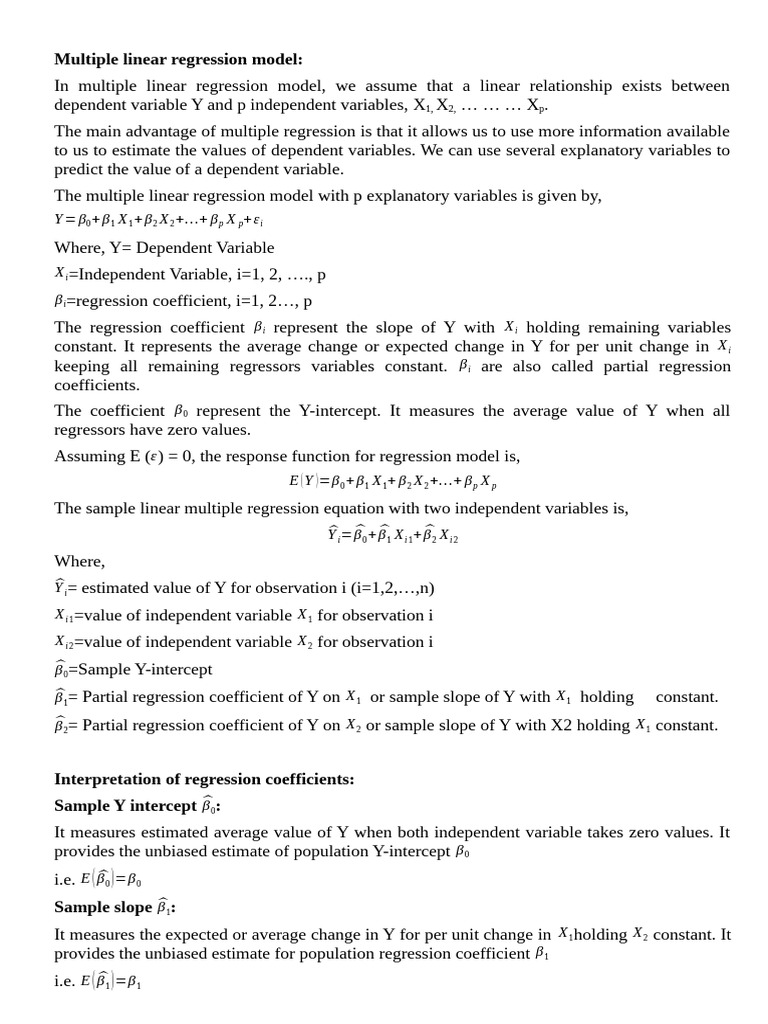 Multiple Linear Regression Model by Jeevan Bista | PDF | Linear Regression | Dependent And ...