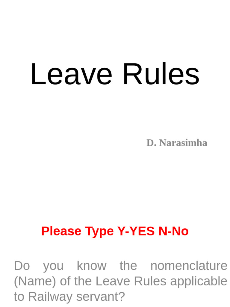 Railway Leave Rules Overview | PDF | Parental Leave | Employment