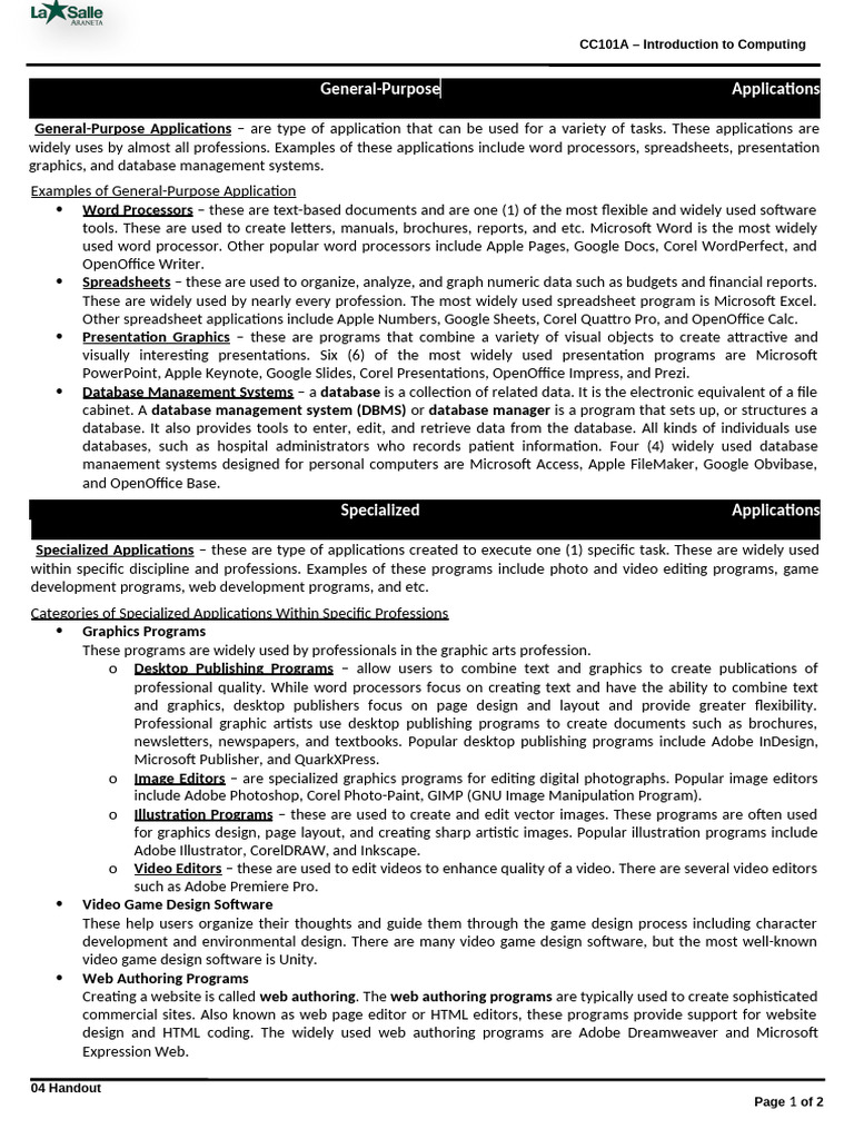 Lesson 4 - Application Software | PDF | Application Software | Databases