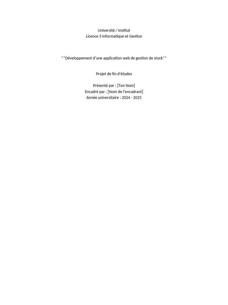 Application Web de Gestion de Stock | PDF | Développement de logiciel ...