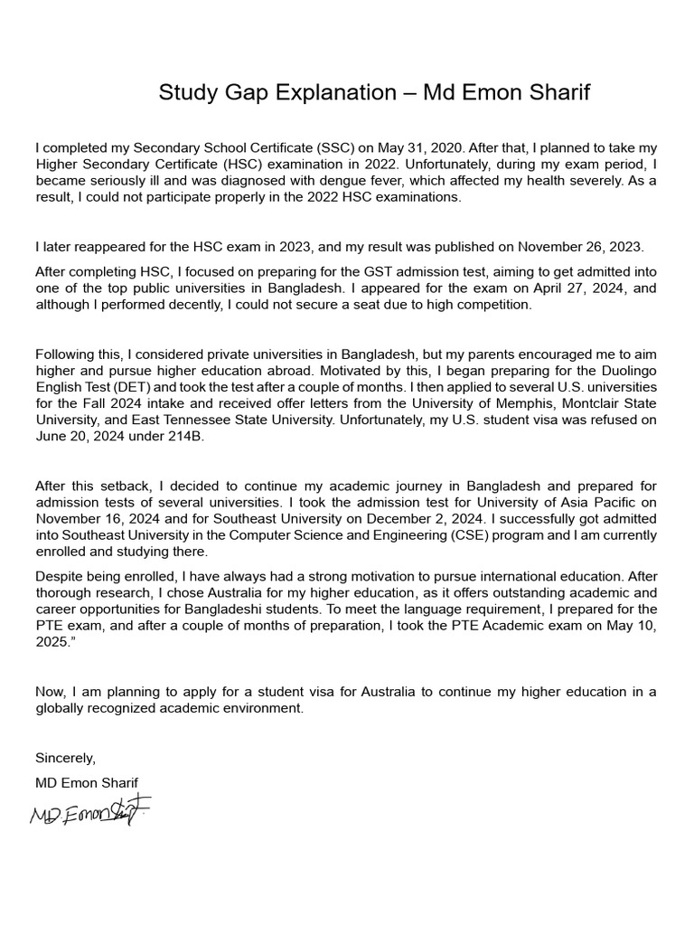 Study Gap. Explain Emon | PDF | Educational Stages | Qualifications