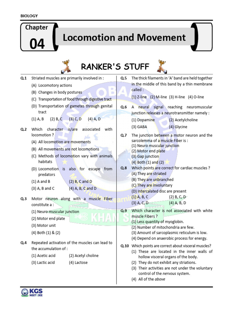 Locomotion and Movement: Ranker'S Stuff | PDF | Muscle Contraction ...