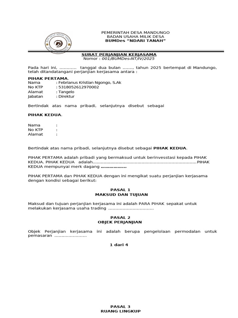 Mou Bumdes Sample | PDF