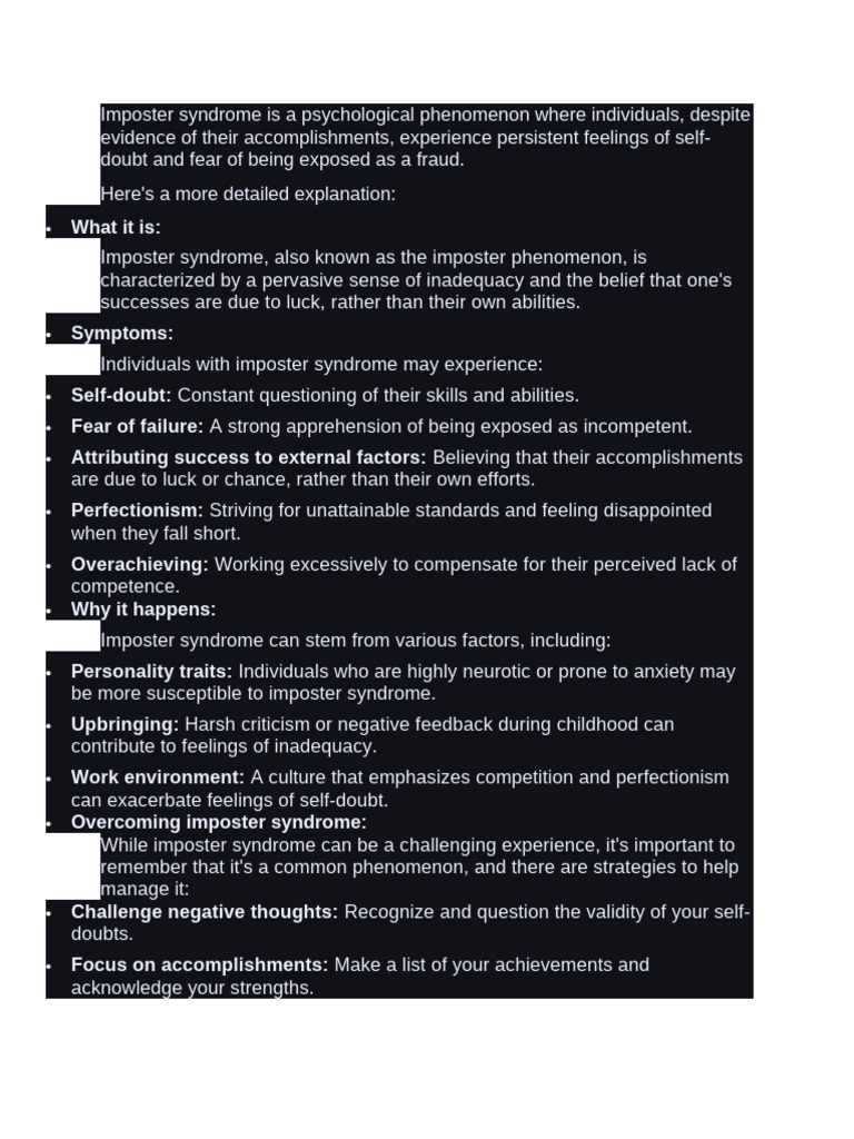 Imposter Syndrome Is | PDF