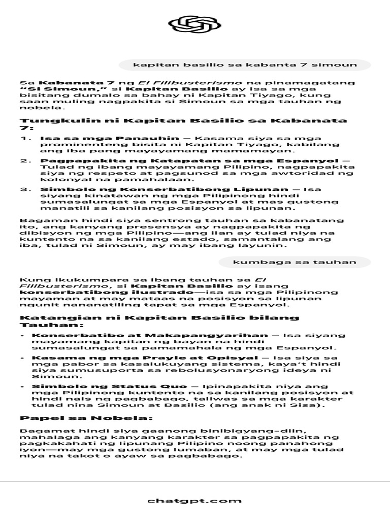 Kapitan Basilio at Simoun | PDF