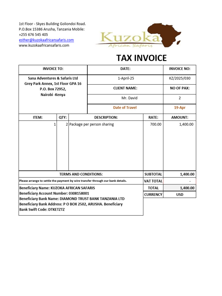 MR David X 2 Invoice | PDF