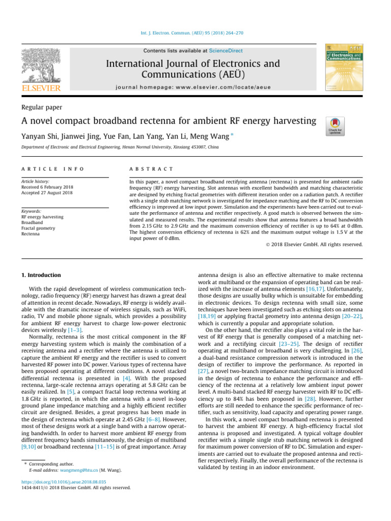 A Novel Compact Broadband Rectenna For Ambient RF Energy Harvesting ...