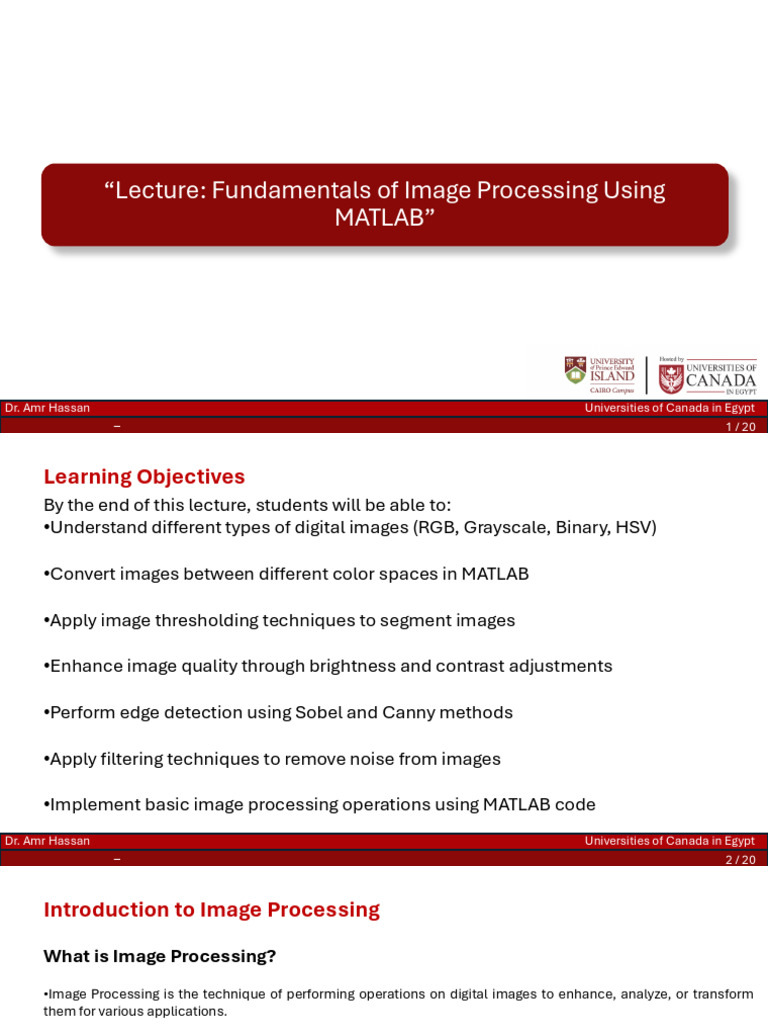 Lecture - Fundamentals of Image Processing Using MATLAB | PDF | Color | Rgb Color Model
