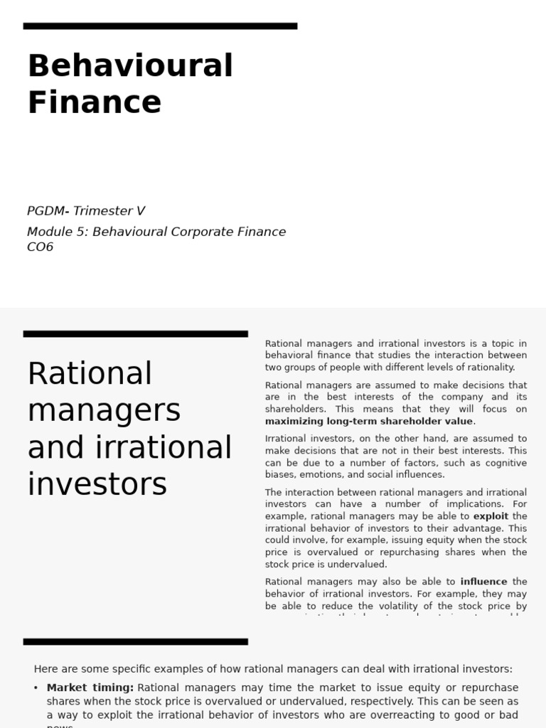 Behavioural Finance- Module 5 | PDF | Stocks | Capital Structure