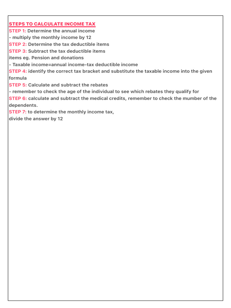 Steps To Calculate Income Tax | PDF
