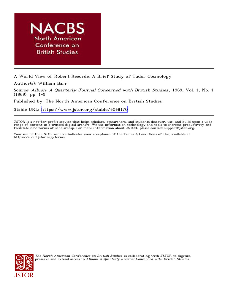Barr - World View of Robert Recorde - 1969 | PDF | Nicolaus Copernicus ...