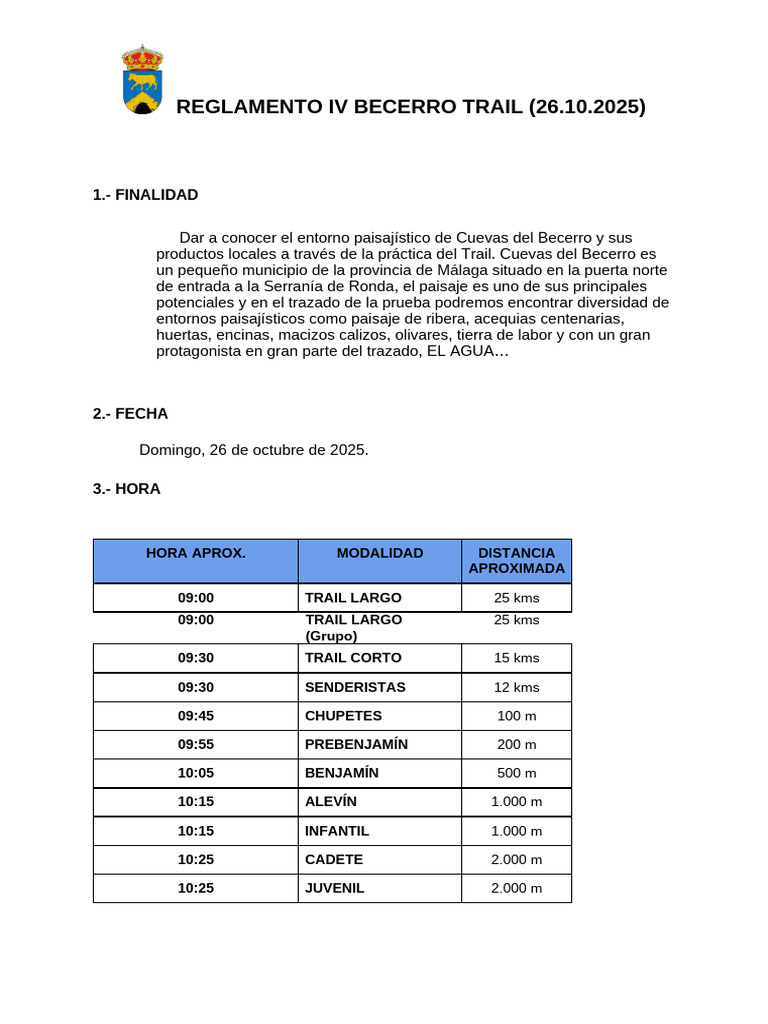 Reglamento IV Becerro Trail Ed3 | PDF