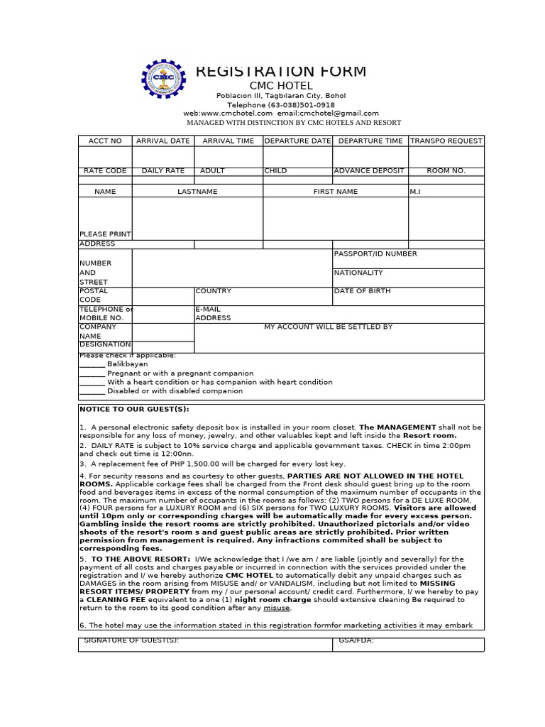Registration Form | PDF | Payments