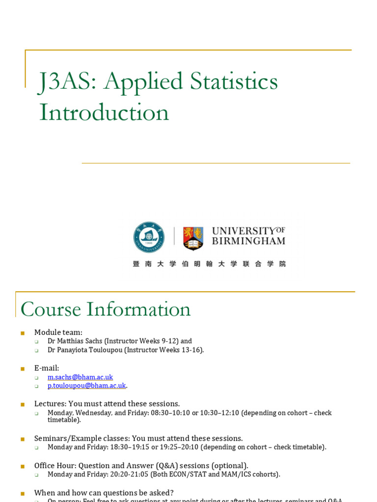 Applied Statistics Course Overview | PDF | Dependent And Independent ...