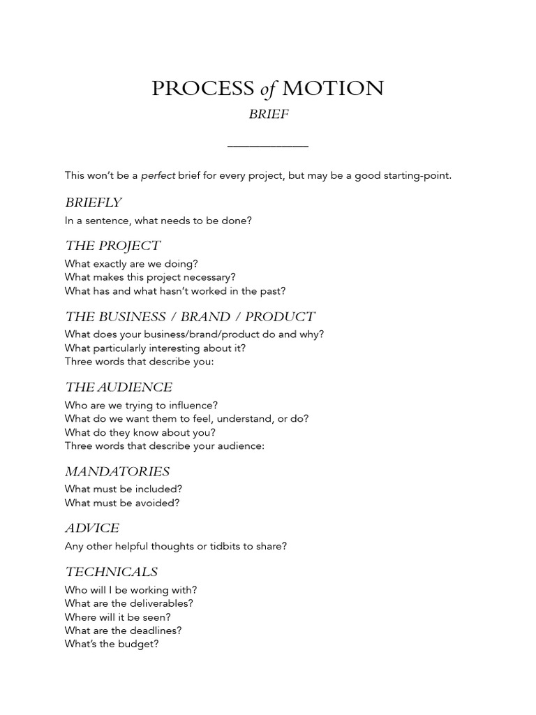 Process of Motion - Brief | PDF