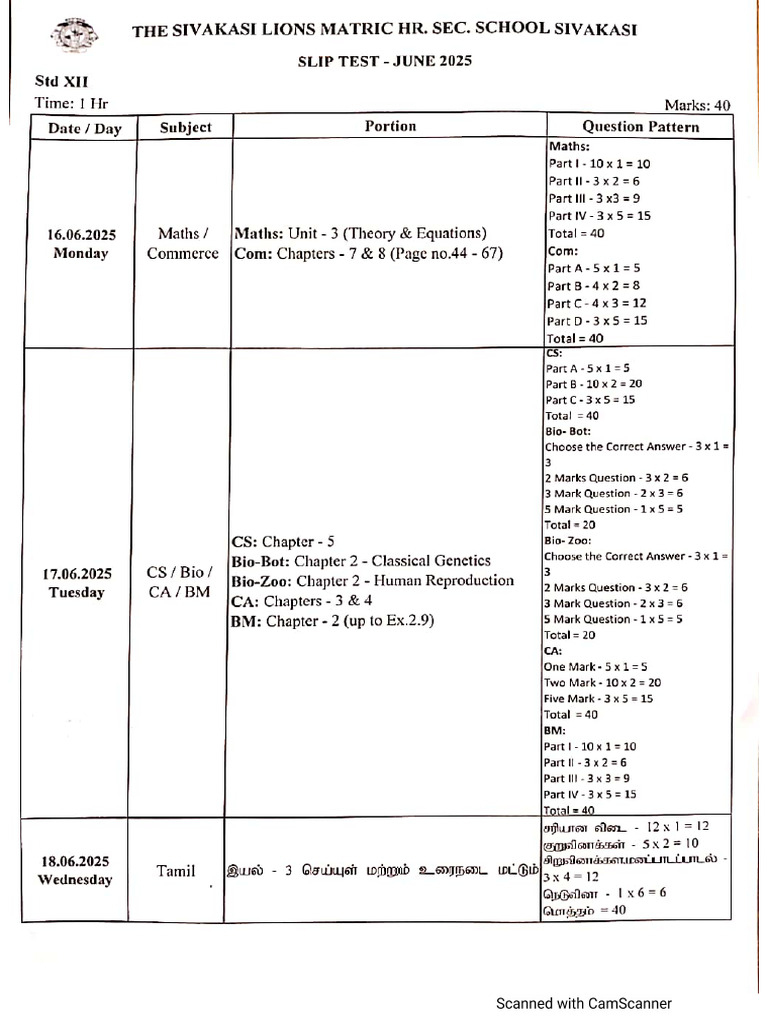 Slip Test XII - Jun 2025 | PDF