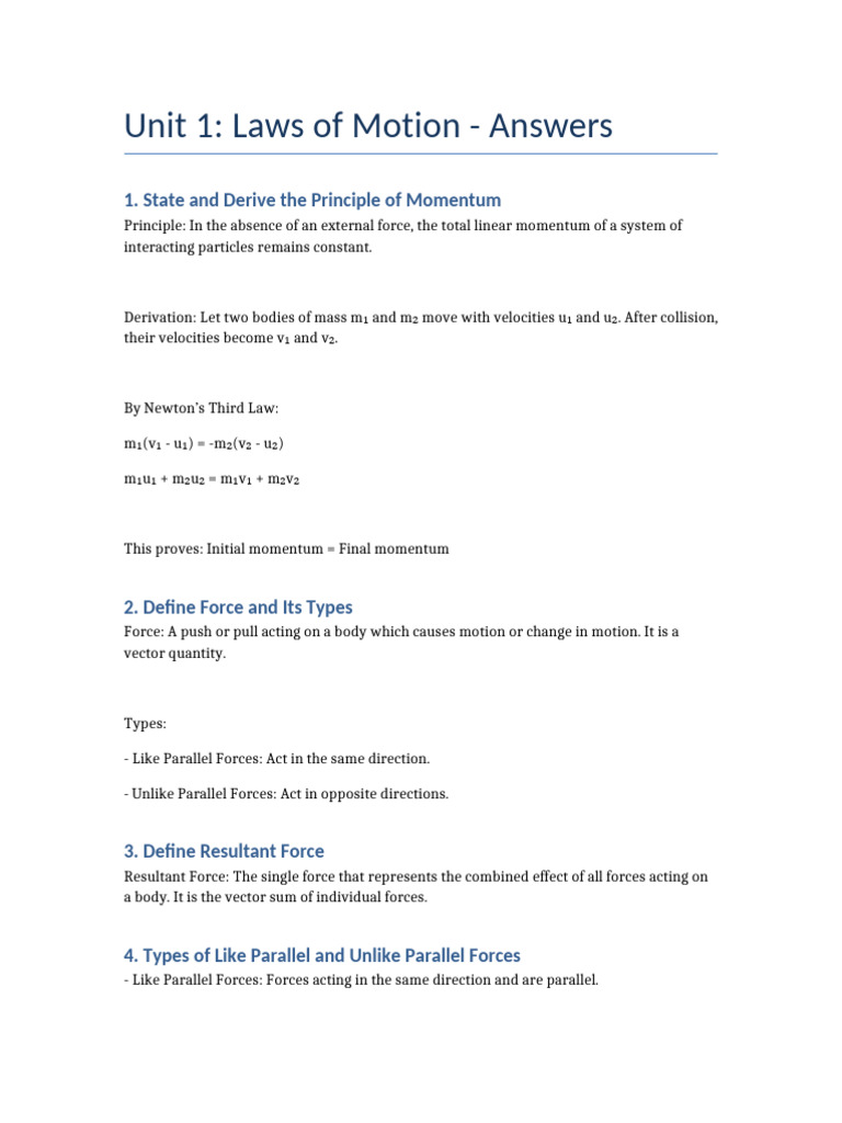 Laws of Motion: Key Concepts Explained | PDF