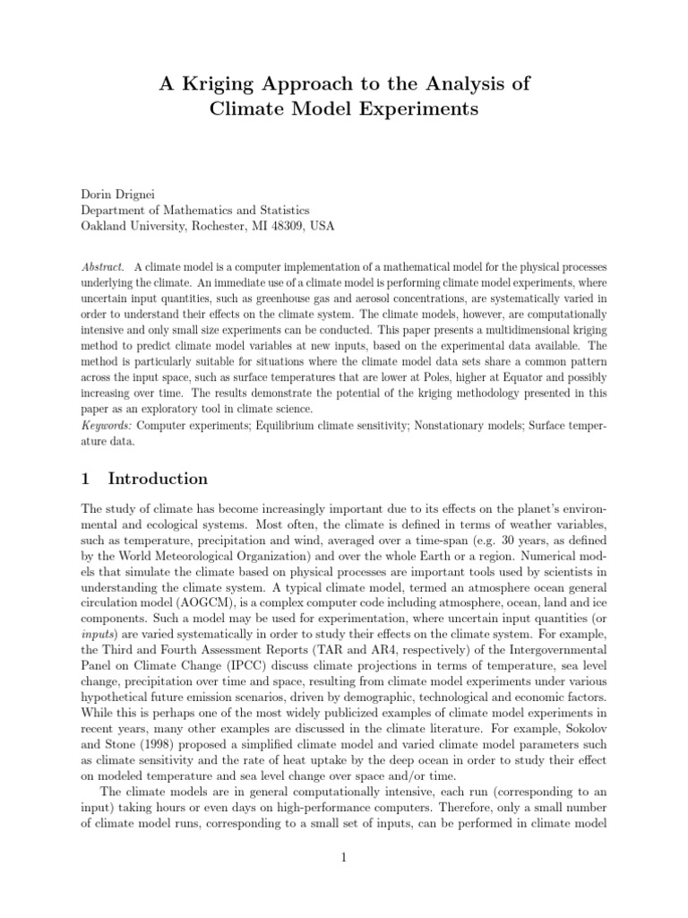 A Kriging Approach To The Analysis of | PDF | Climate | Climate Model